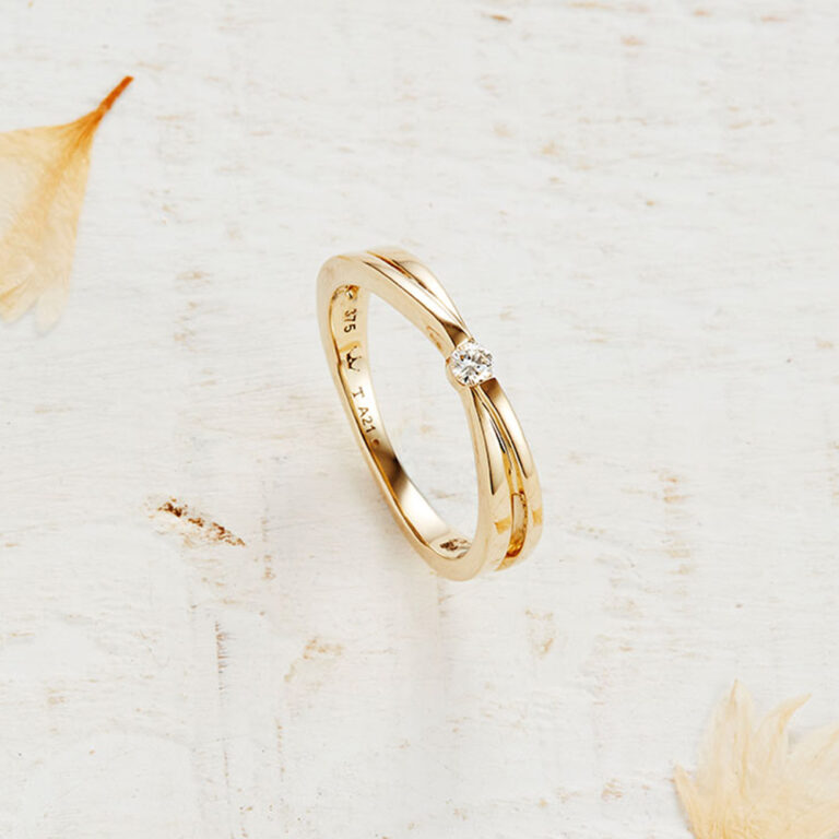 Cornwall Gold - Tolgus Celebration Single Diamond Double Band Ring