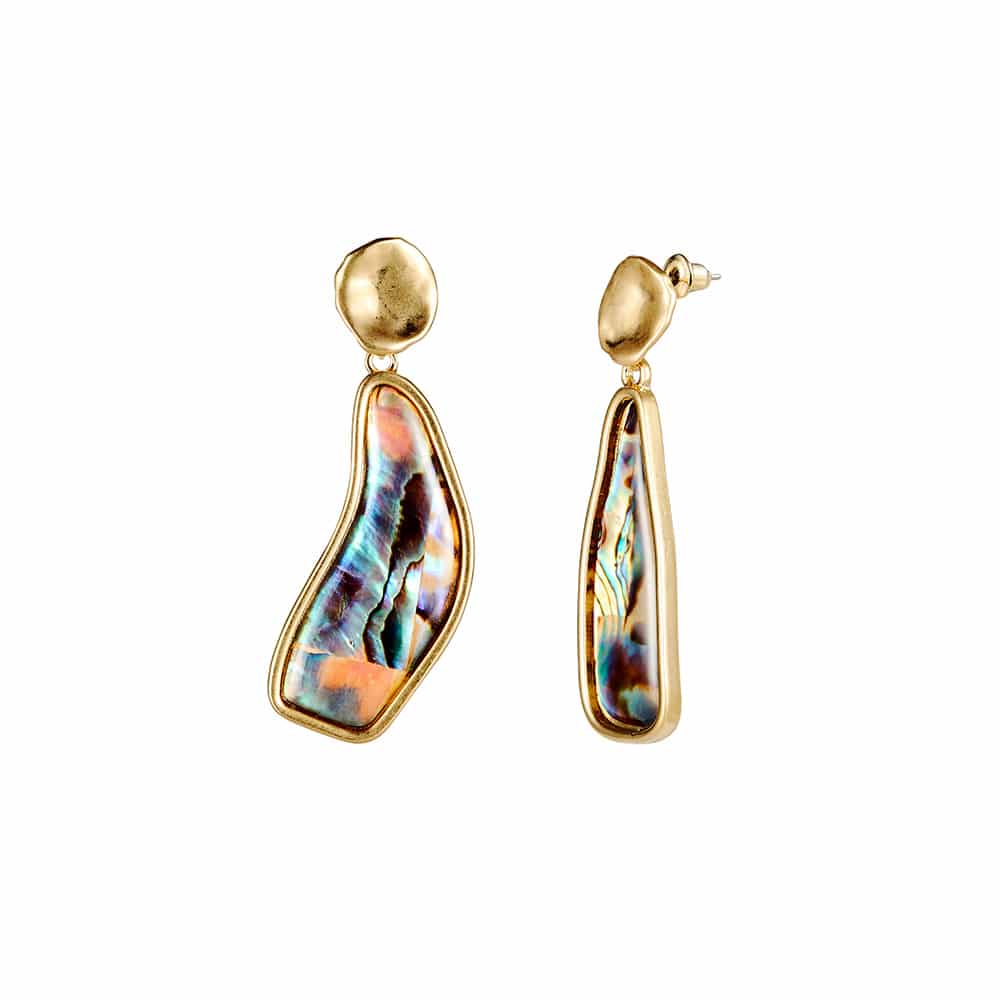 Cornwall Gold - Paua Organic Drop Earrings