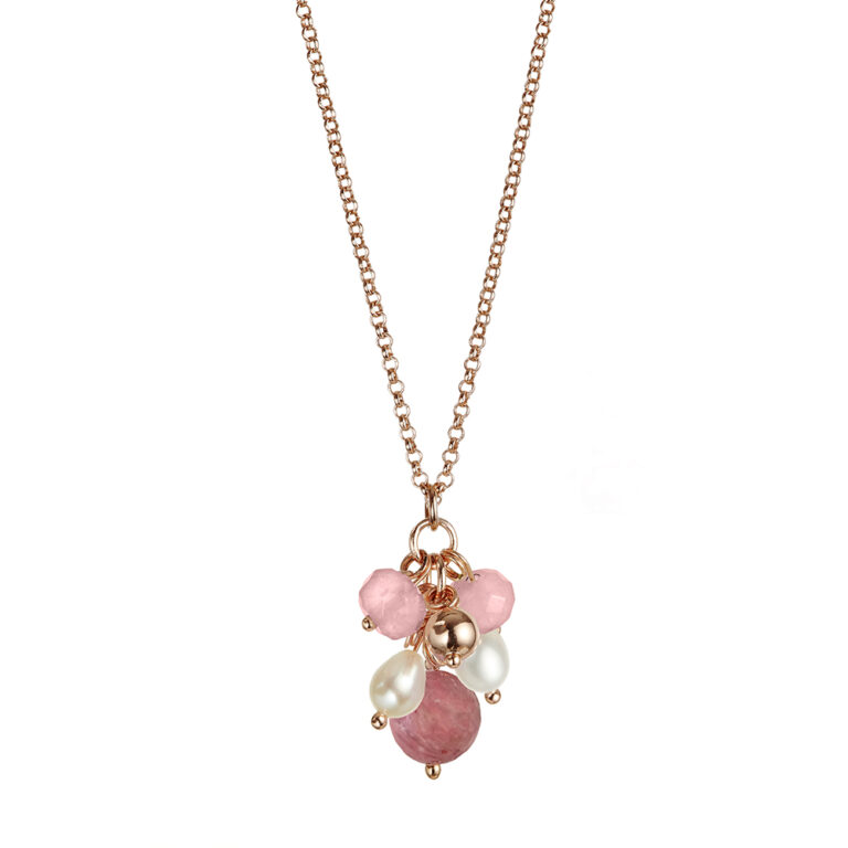 Cornwall Gold - Joy Rhodonite & Pearl Pendant